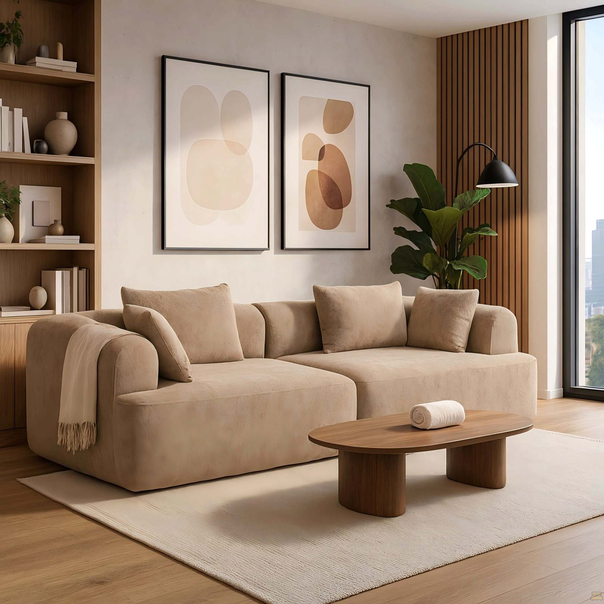 Latitude Run® Full-Foam Modular Sofa, 96" Bouclé 2-Piece Sectional With Rounded Arms | Wayfair